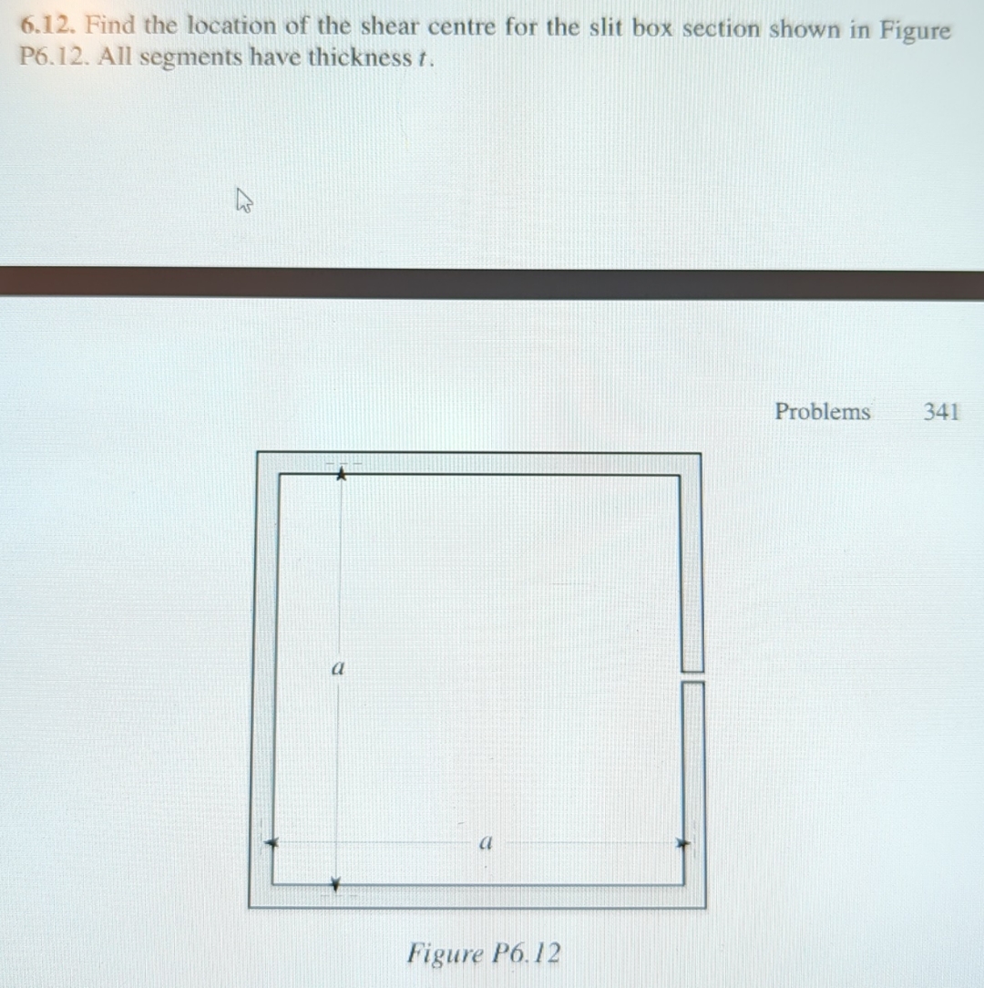 Solved 6.12. ﻿Find the location of the shear centre for the | Chegg.com