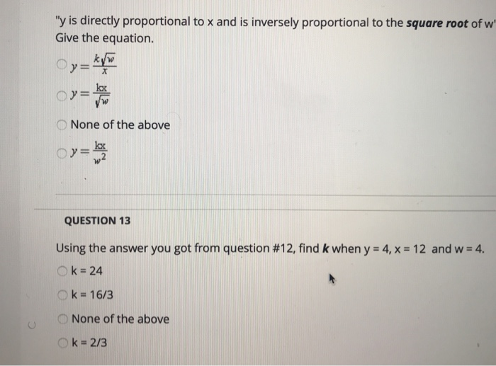 Solved Y Is Directly Proportional To X And Is Inversely