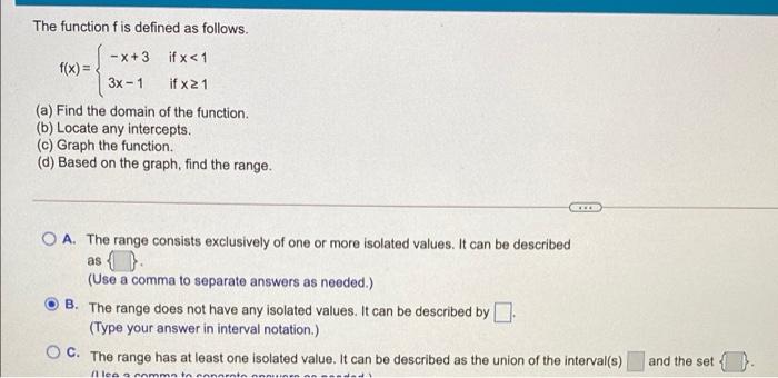 Solved The function fis defined as follows. -X+3 if x