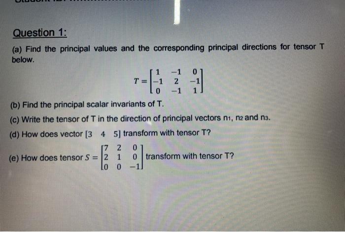 Solved Question 1: (a) Find the principal values and the | Chegg.com
