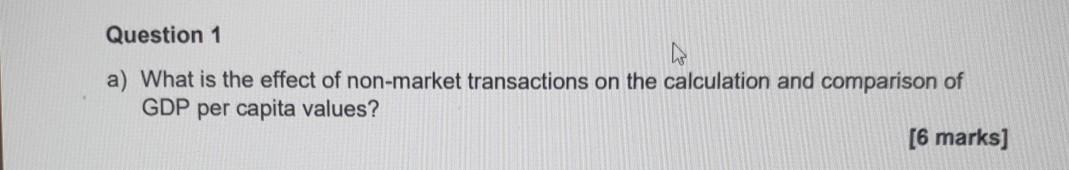 Solved Question 1 a) What is the effect of non-market | Chegg.com