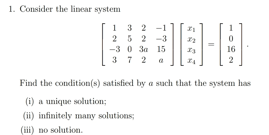 Solved Consider the linear | Chegg.com