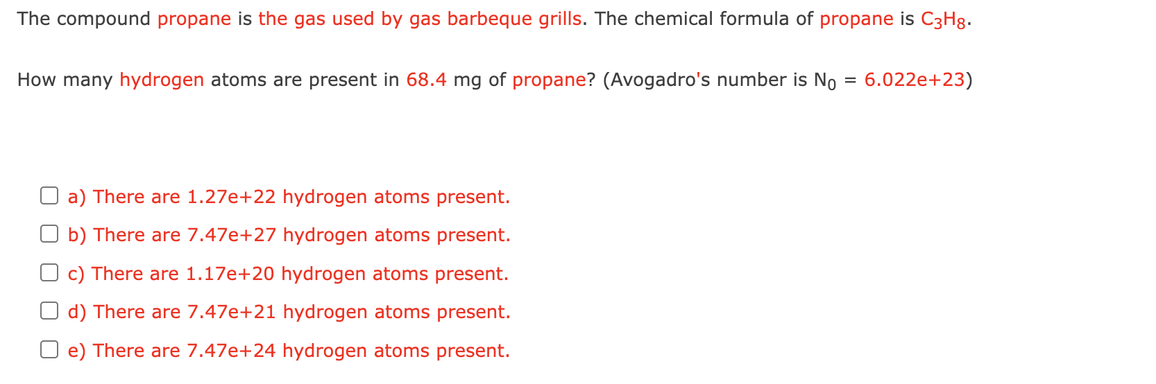 Solved The compound propane is ﻿the gas used by ﻿gas | Chegg.com