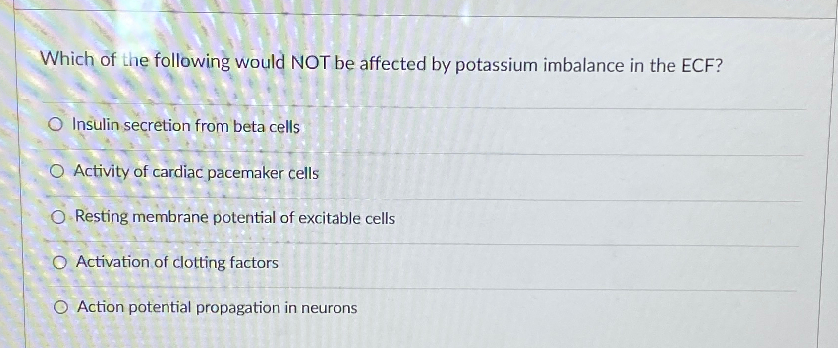 Solved Which of the following would NOT be affected by | Chegg.com