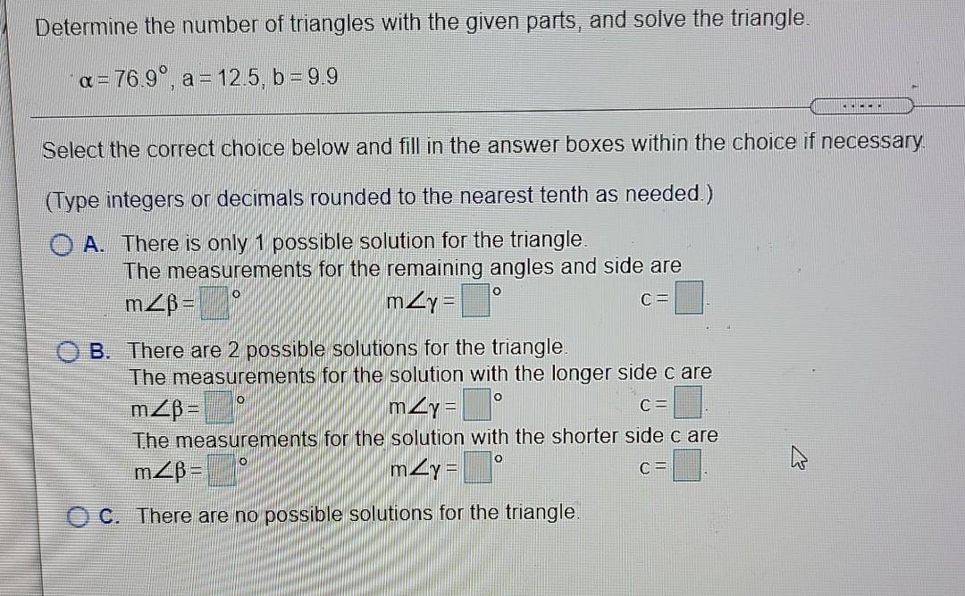 Solved Determine the number of triangles with the given | Chegg.com