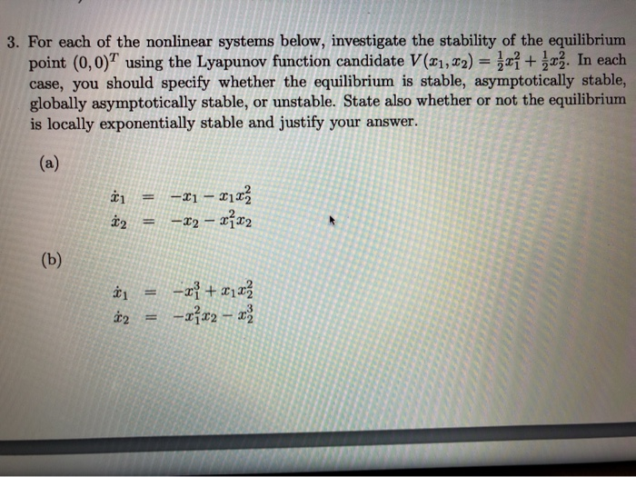 Solved 3. For each of the nonlinear systems below, | Chegg.com