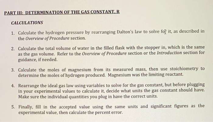 Solved PART III: DETERMINATION OF THE GAS CONSTANT.R | Chegg.com