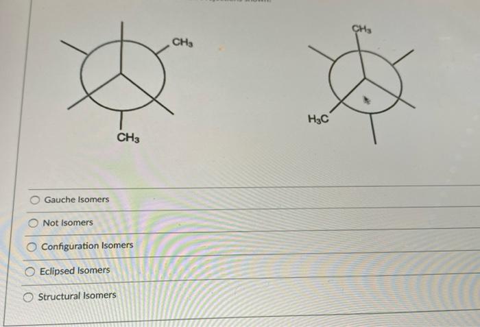 Solved CHE CH, H3C CH3 Gauche isomers Not Isomers | Chegg.com
