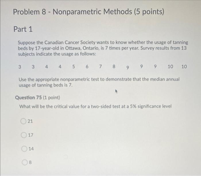 Solved Problem 8 - Nonparametric Methods (5 points) Part 1 | Chegg.com