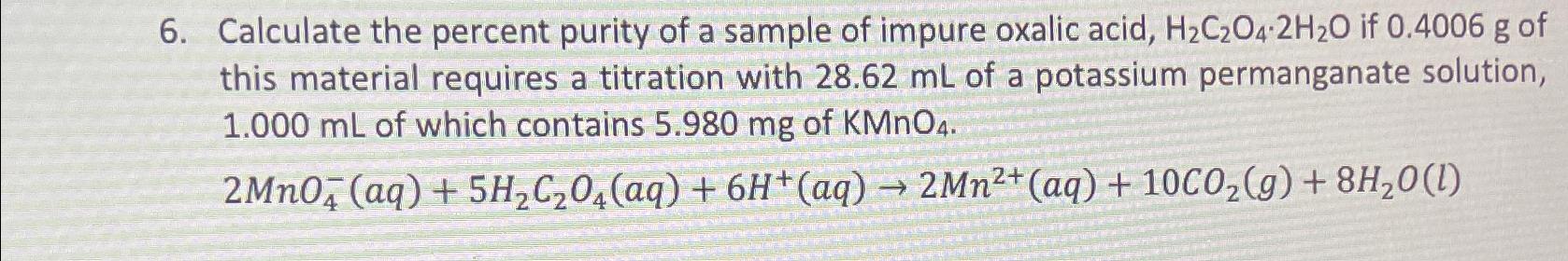 Solved Calculate the percent purity of a sample of impure | Chegg.com