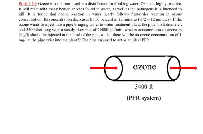 Solved Prob. 1.14: Ozone is sometimes used as a disinfectant | Chegg.com