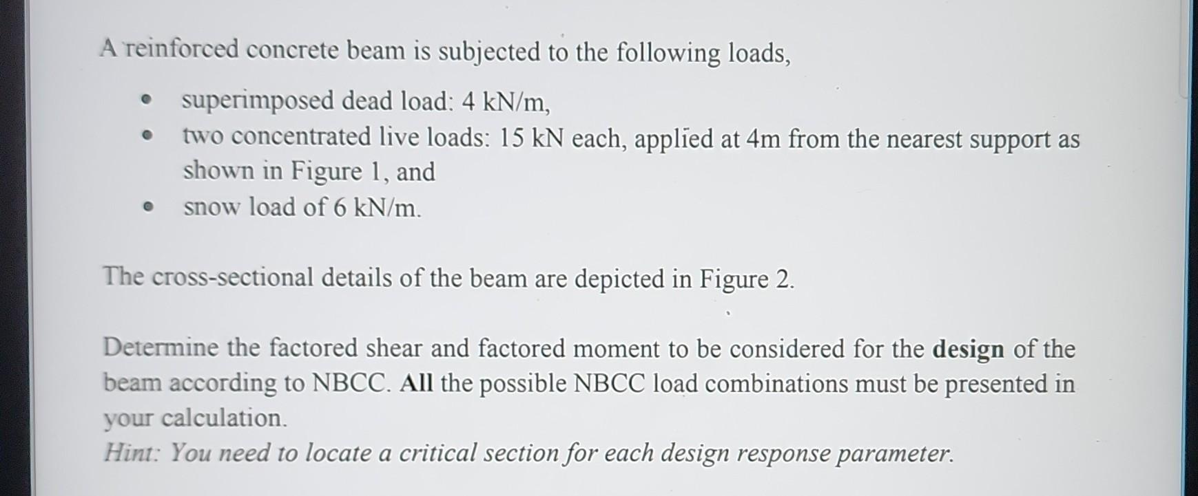 Solved A reinforced concrete beam is subjected to the | Chegg.com