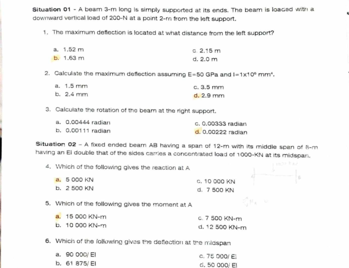 Solved Situation 01 - ﻿A beam 3-m long is simply supported | Chegg.com