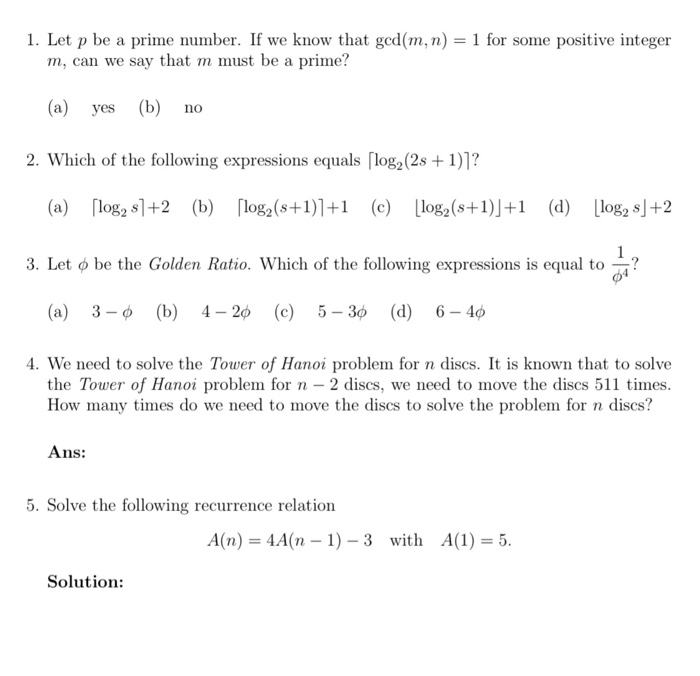 Solved 1. Let p be a prime number. If we know that ged(m,n) | Chegg.com