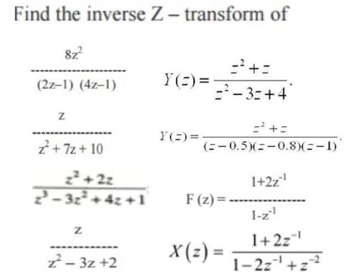 Solved Find the inverse Z− transform of | Chegg.com