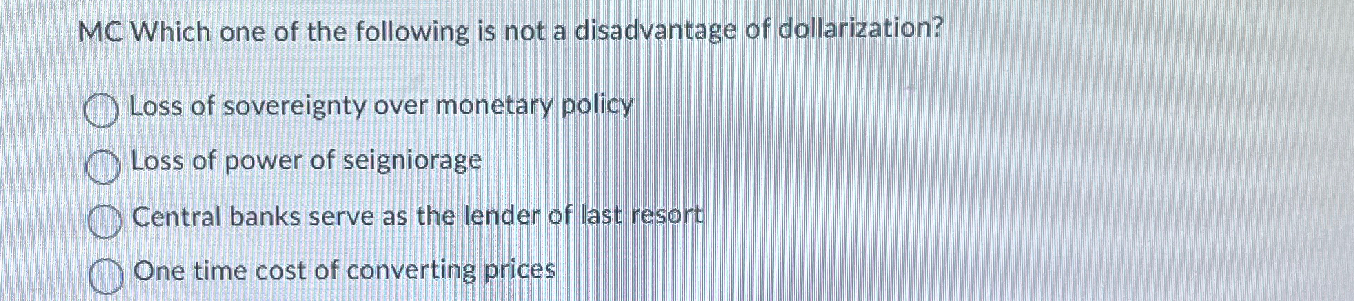 Solved MC Which one of the following is not a disadvantage | Chegg.com