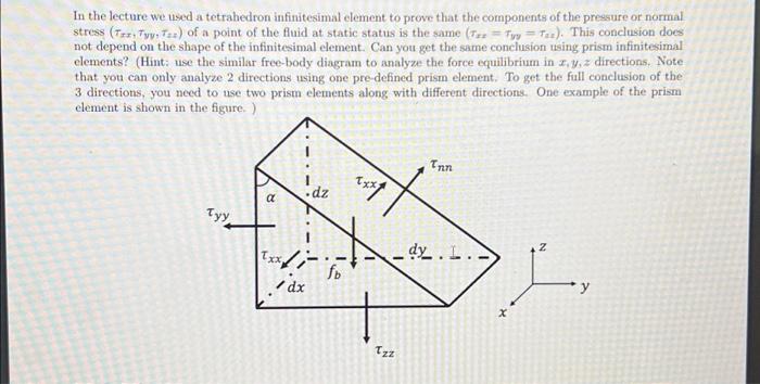 Solved In the lecture we used a tetrahedron infinitesimal | Chegg.com
