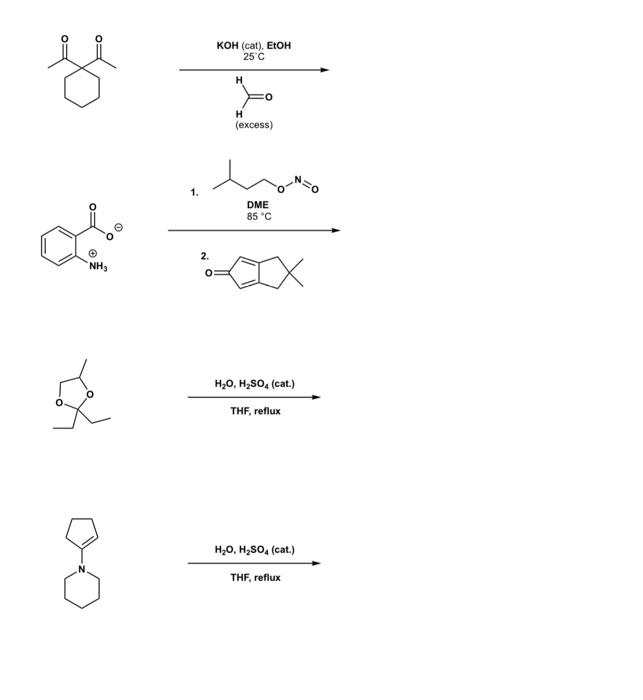 Solved KOH (cat), EtOH 1. H2O,H2SO4 (cat.) THF, reflux | Chegg.com