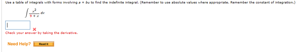 Solved Use a table of integrals with forms involving a+bu | Chegg.com