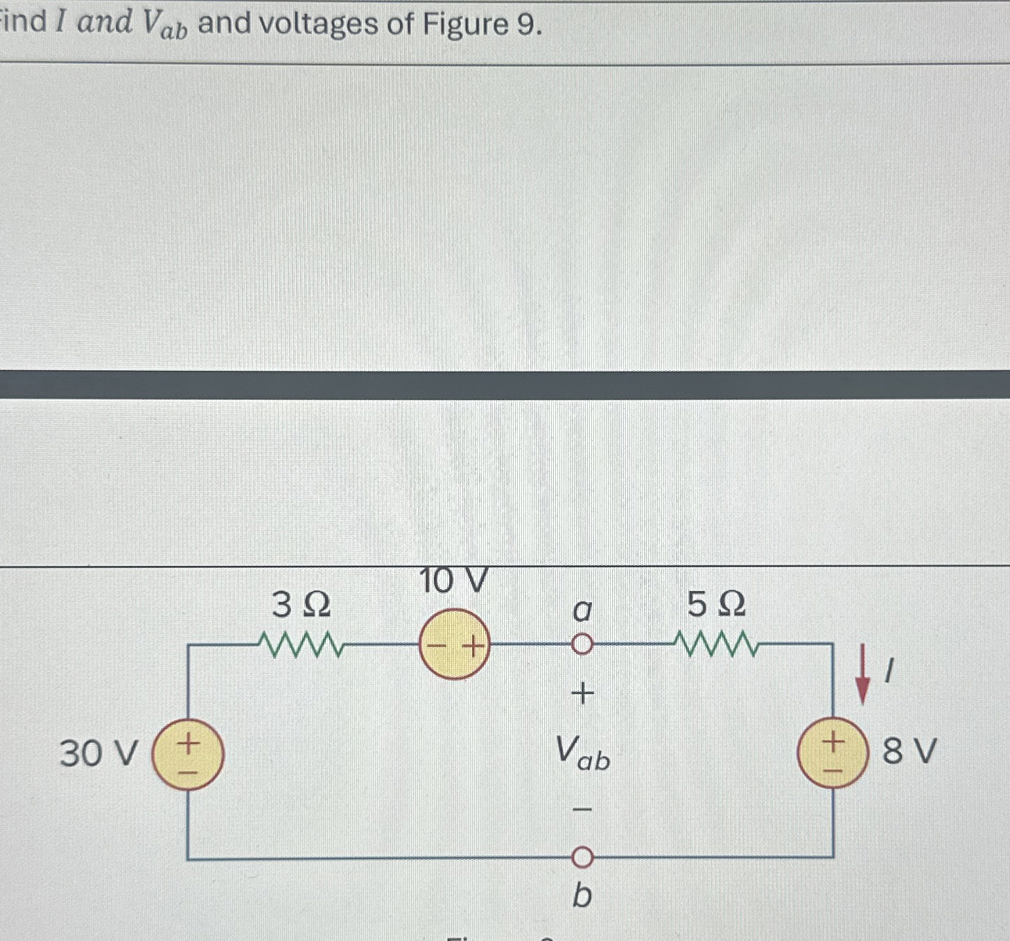 Solved Find I and Vab ﻿and voltages of Figure 9. | Chegg.com
