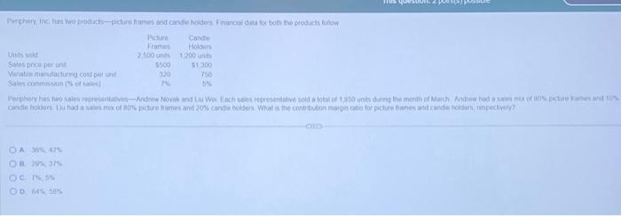 Ferphery, inc has two products-pichire fiames and | Chegg.com