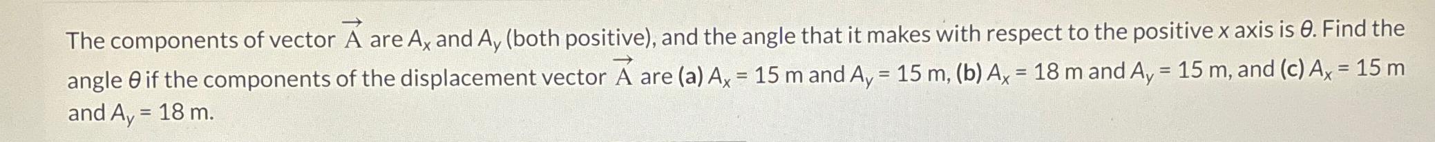 Solved The components of vector vec(A) ﻿are Ax ﻿and Ay (both | Chegg.com