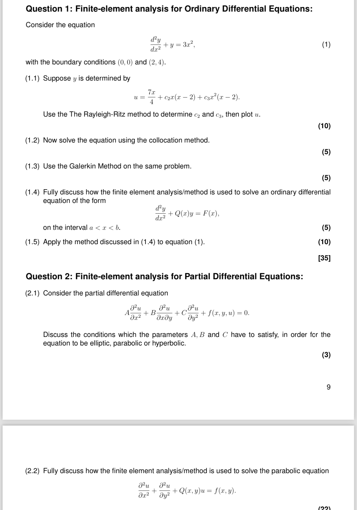 Solved Question 1: Finite-element analysis for Ordinary | Chegg.com