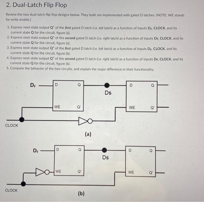 Solved 2. Dual-Latch Flip Flop Review the two dual-latch | Chegg.com