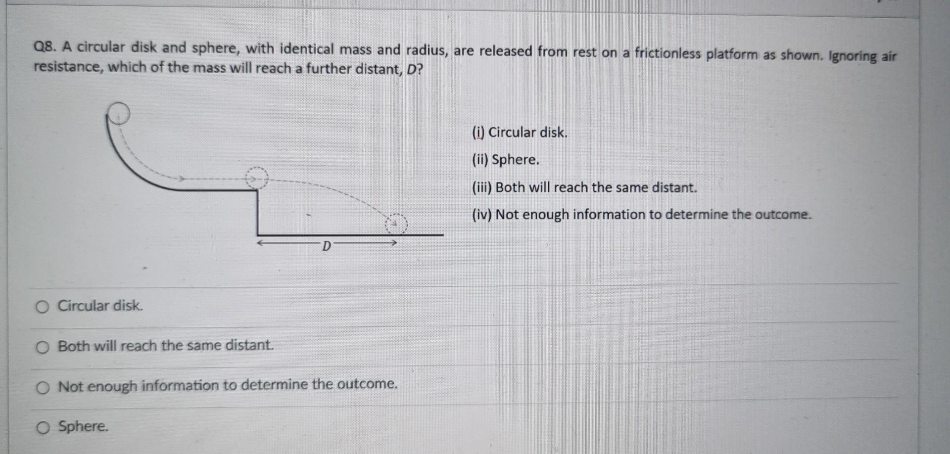 Solved Q8. A circular disk and sphere, with identical mass | Chegg.com
