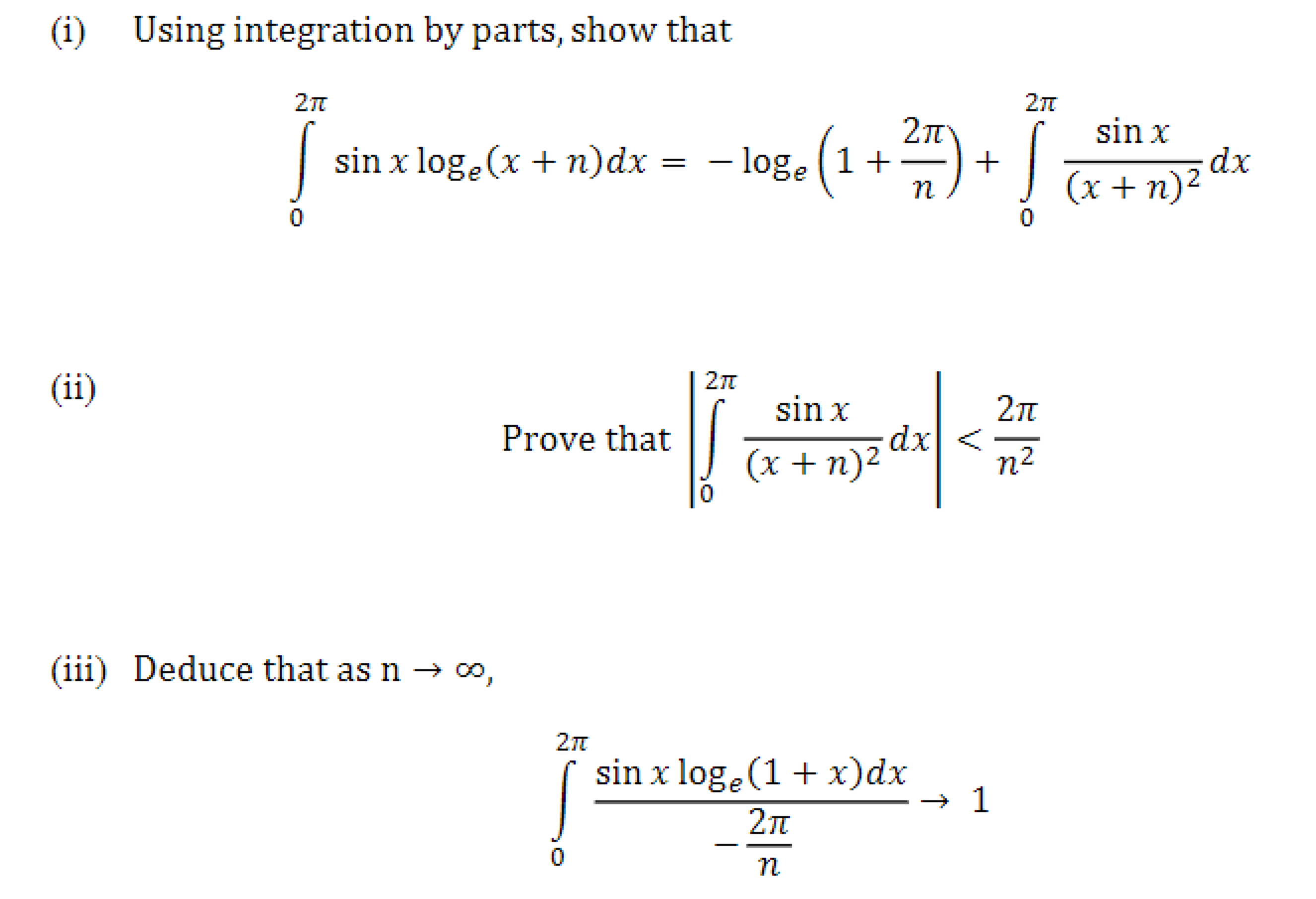 Solved (i) ﻿Using integration by parts, show | Chegg.com