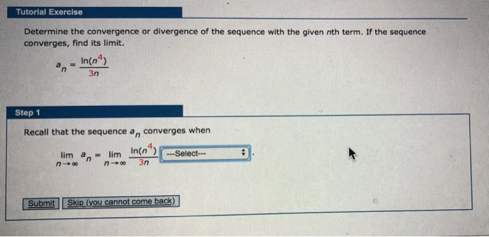 Solved Tutorial Exercise Determine the convergence or | Chegg.com