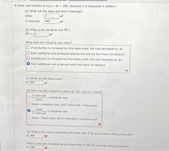Solved Cost Function Is C X 3x 350 Assume C Is Measured
