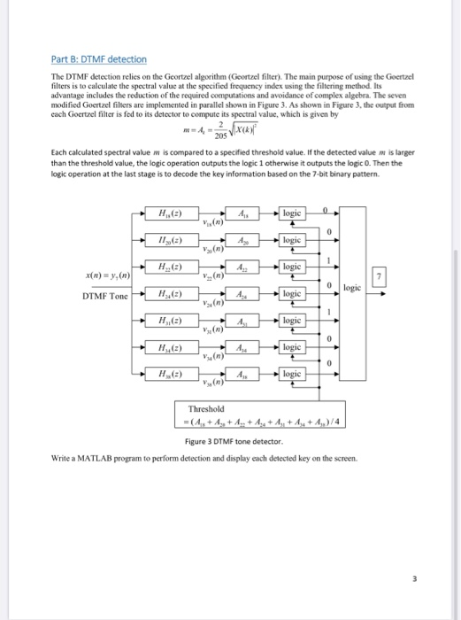 Part B: DTMF detection The DTMF detection relies on | Chegg.com