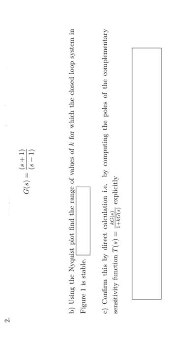 Solved G(s)=(s−1)(s+1) b) Using the Nyquist plot find the | Chegg.com