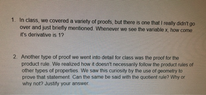 Solved 1. In class, we covered a variety of proofs, but | Chegg.com