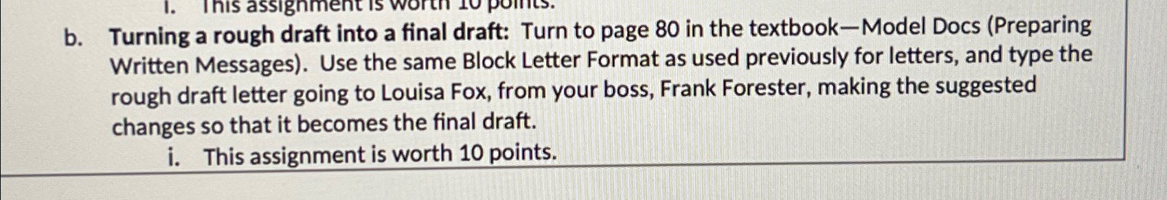 Solved b. ﻿Turning a rough draft into a final draft: Turn to | Chegg.com