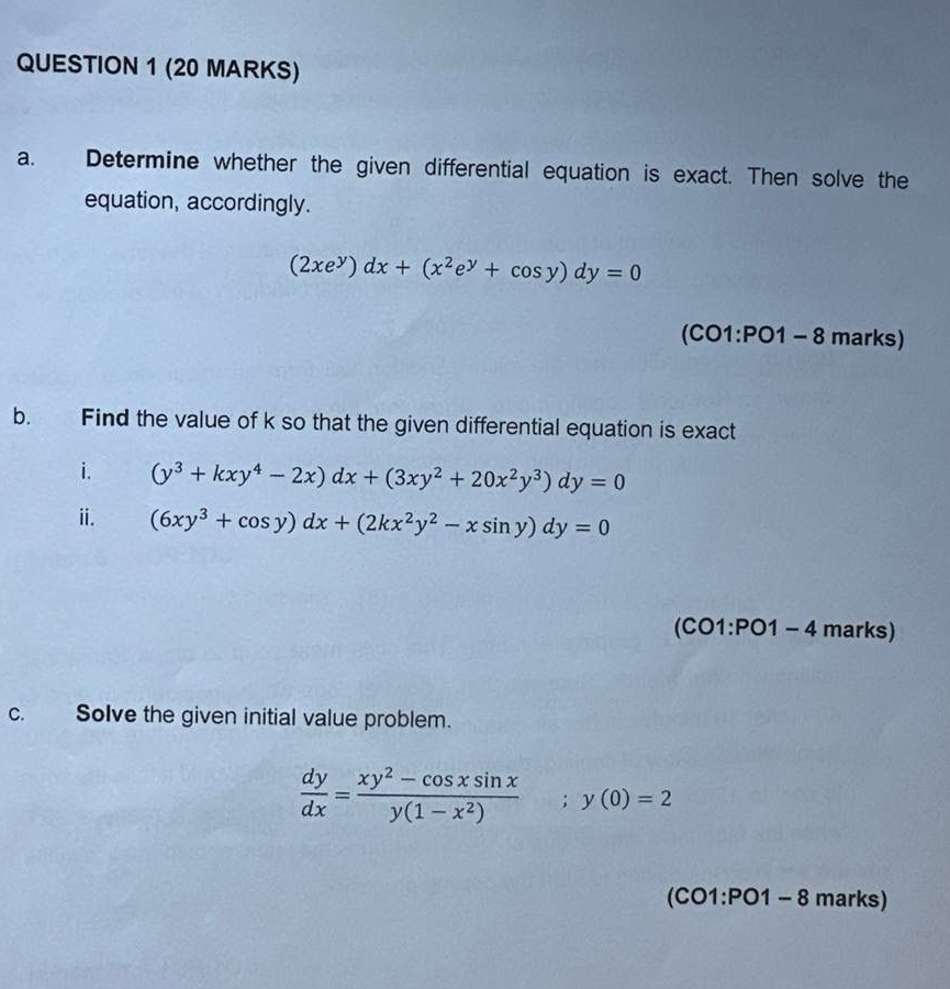 Solved QUESTION 1 (20 ﻿MARKS)a. ﻿Determine whether the given | Chegg.com