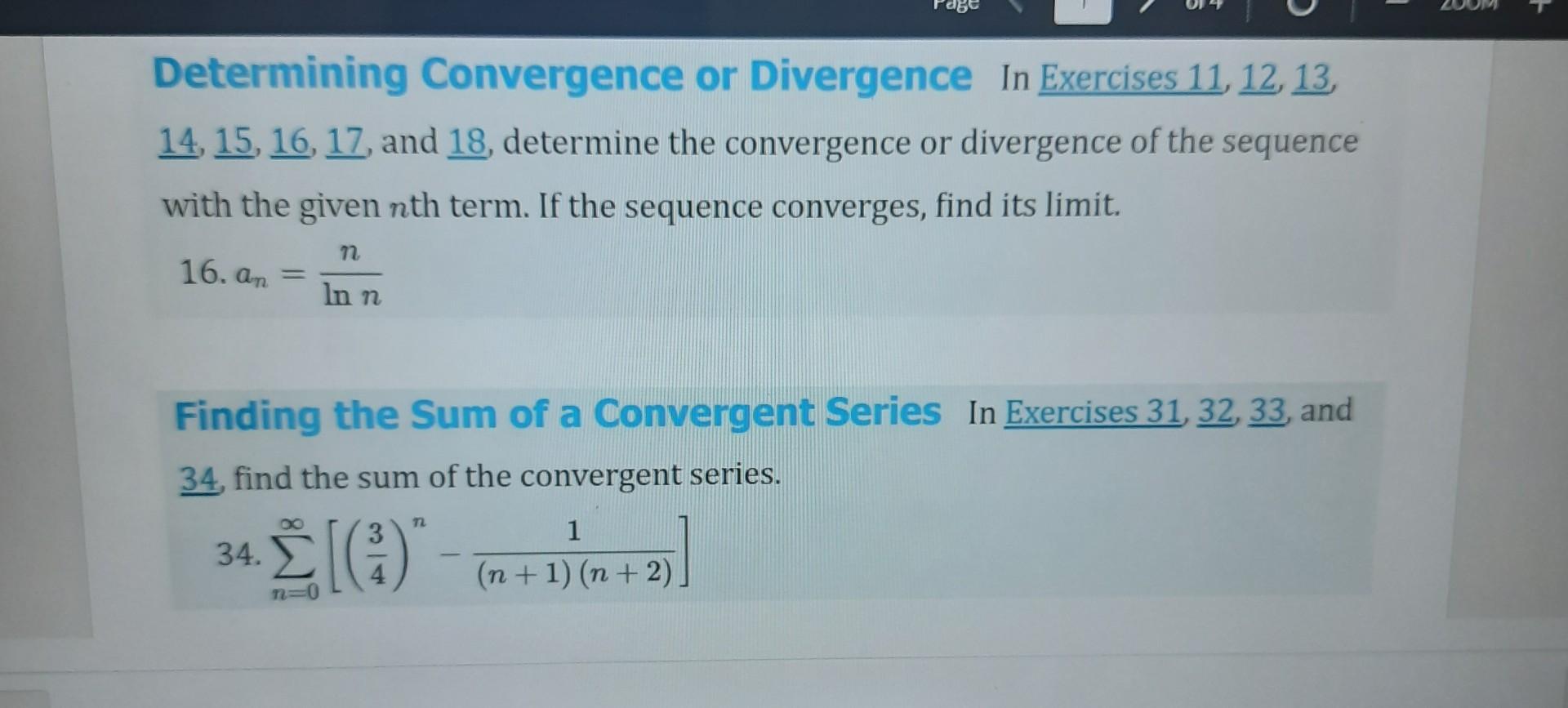 Solved 14,15,16,17, and 18, determine the convergence or | Chegg.com