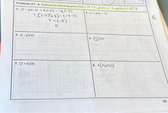 Solved Problems #3 -8, Evaluate the following given f(x) 3. | Chegg.com