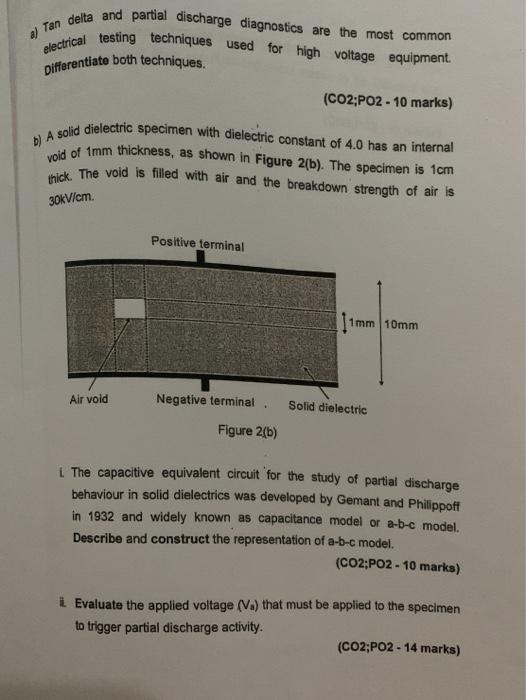 Solved a) Tan delta and partial discharge diagnostics are | Chegg.com
