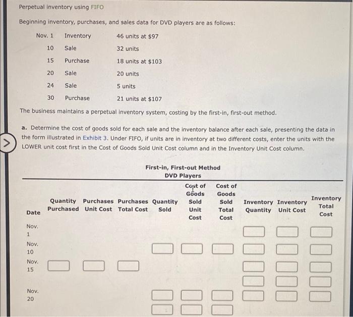 Solved Perpetual Inventory using FIFO Beginning inventory, | Chegg.com