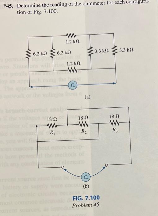 Solved ∗ 45. Determine the reading of the ohmmeter for each | Chegg.com