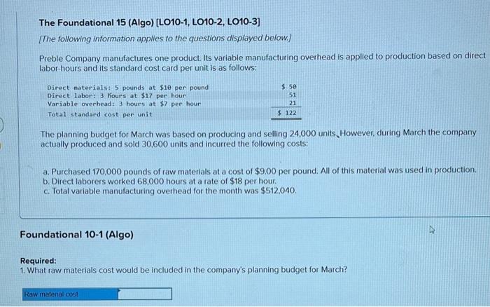 Solved The Foundational 15 (Algo) [LO10-1, LO10-2, LO10-3] | Chegg.com