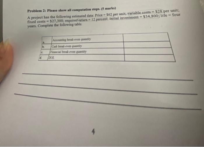 Solved Problem 2: Please show all computation steps. (5 | Chegg.com