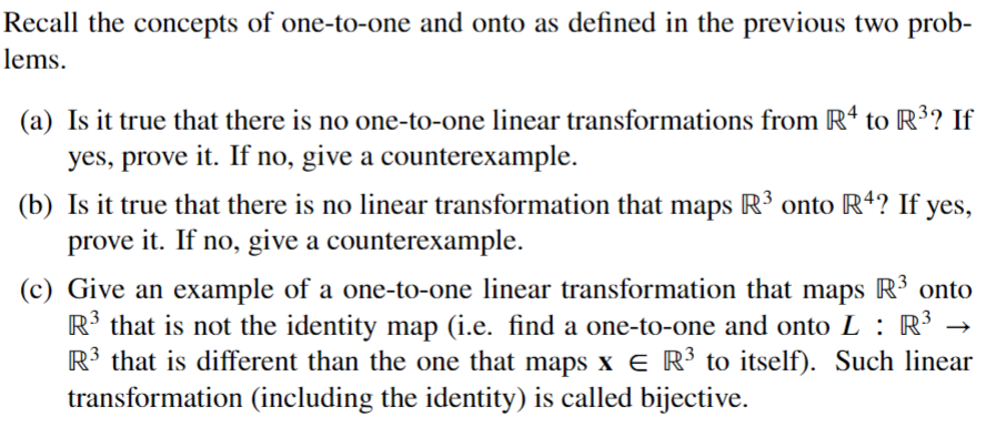 Solved Recall the concepts of one-to-one and onto as defined | Chegg.com