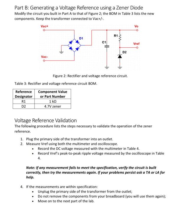 Solved Part B: Generating a Voltage Reference using a Zener | Chegg.com