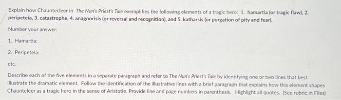 Explain how Chauntecleer in The Nun's Priest's Tale | Chegg.com