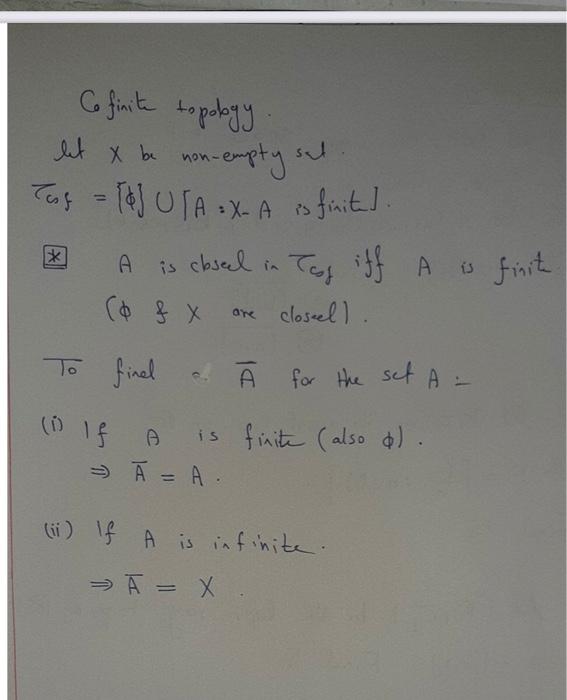 Solved Cofinita topology. let x be non-empty sut | Chegg.com