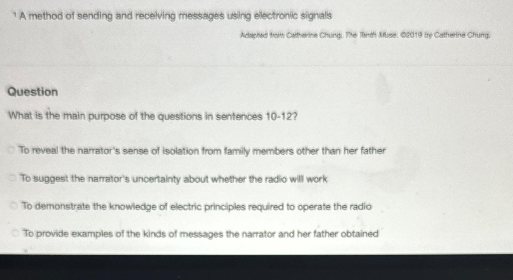Solved ?1 ﻿A method of sending and recelving messages using | Chegg.com