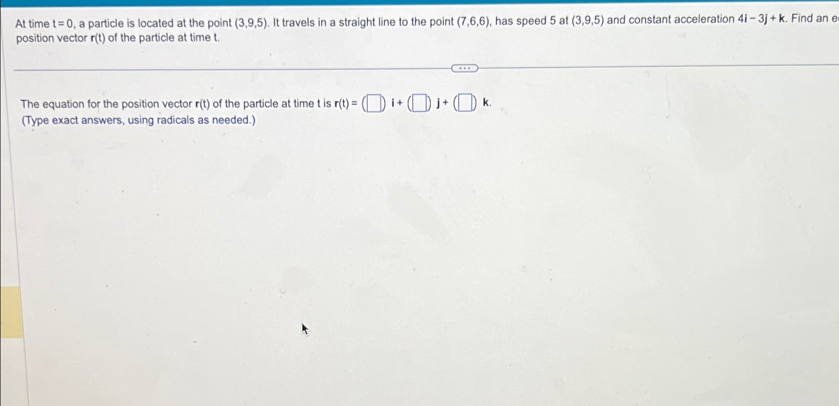Solved At time t=0, a particle is located at the point | Chegg.com
